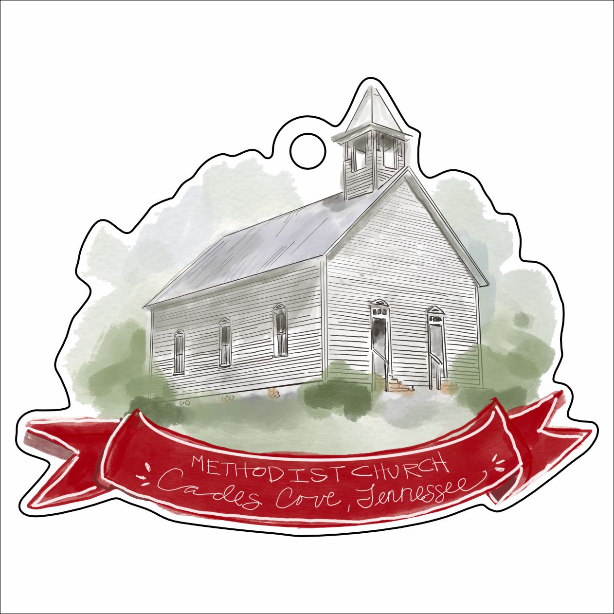 BPM-019 Cade's Cove Church MC | 0.25" Acrylic Ornament | Case of 25 ...